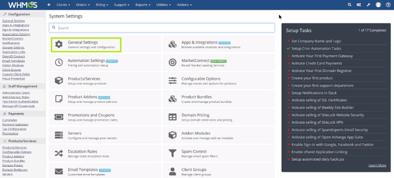 آموزش کامل تنظیمات WHMCS و معرفی بخش های اصلی آن