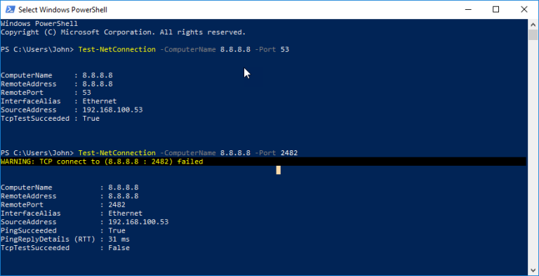 دستور Test-NetConnection در پاورشل [تست اتصال به شبکه]